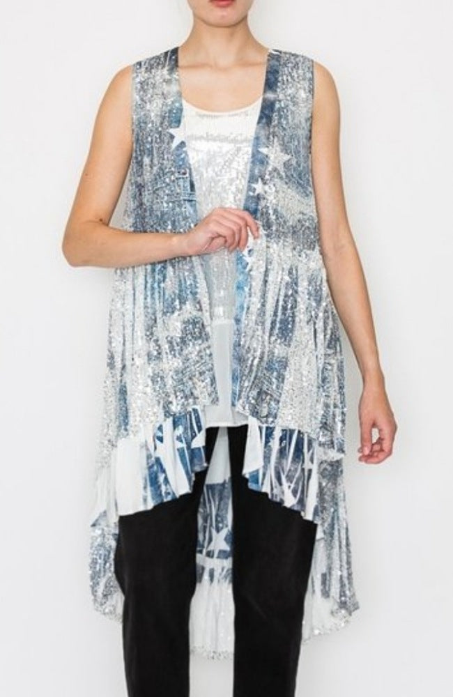 Denim Star Sequin Vest – The Morrison Shop